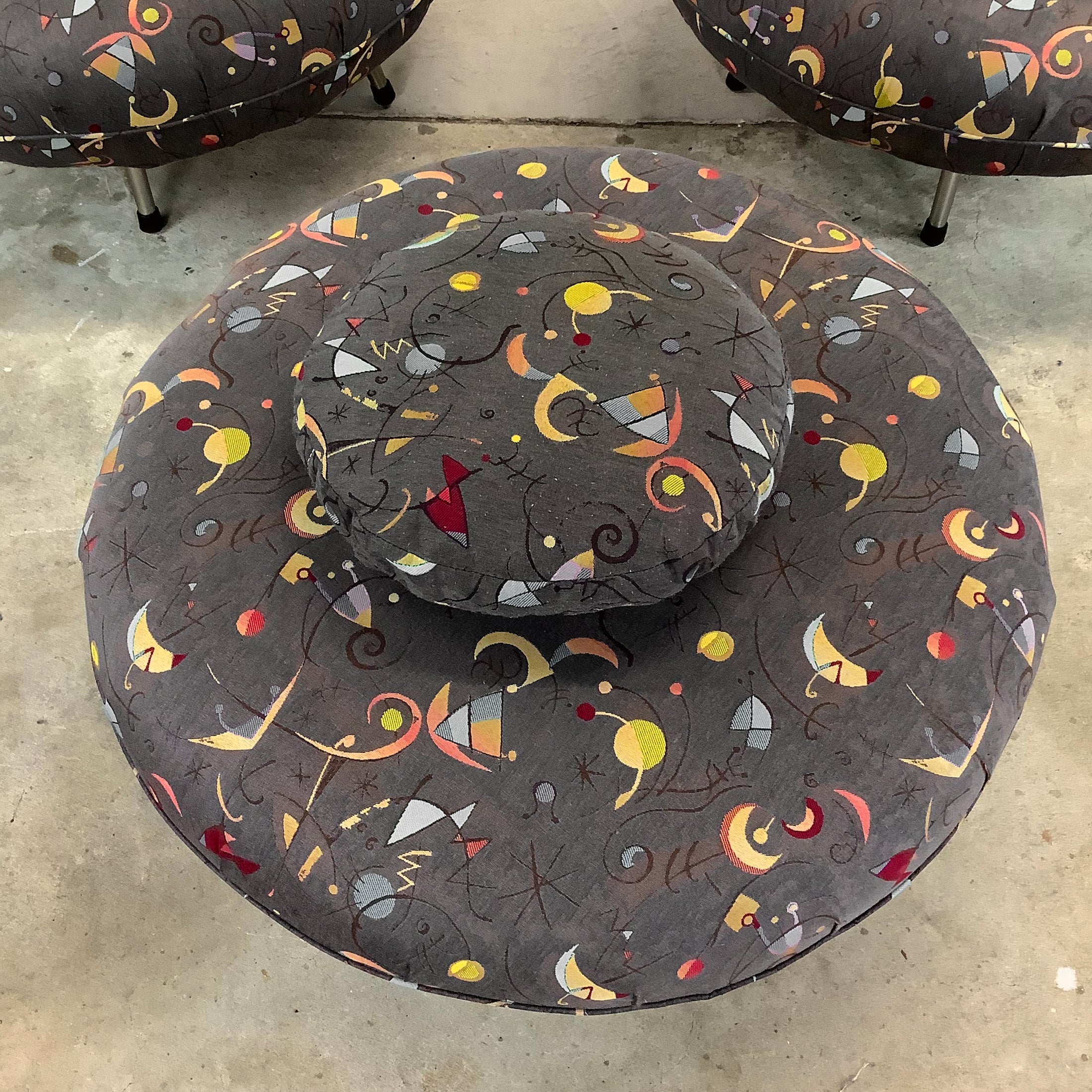 Pair Modern Swivel Disc Chairs With Ottoman – secondhand stories